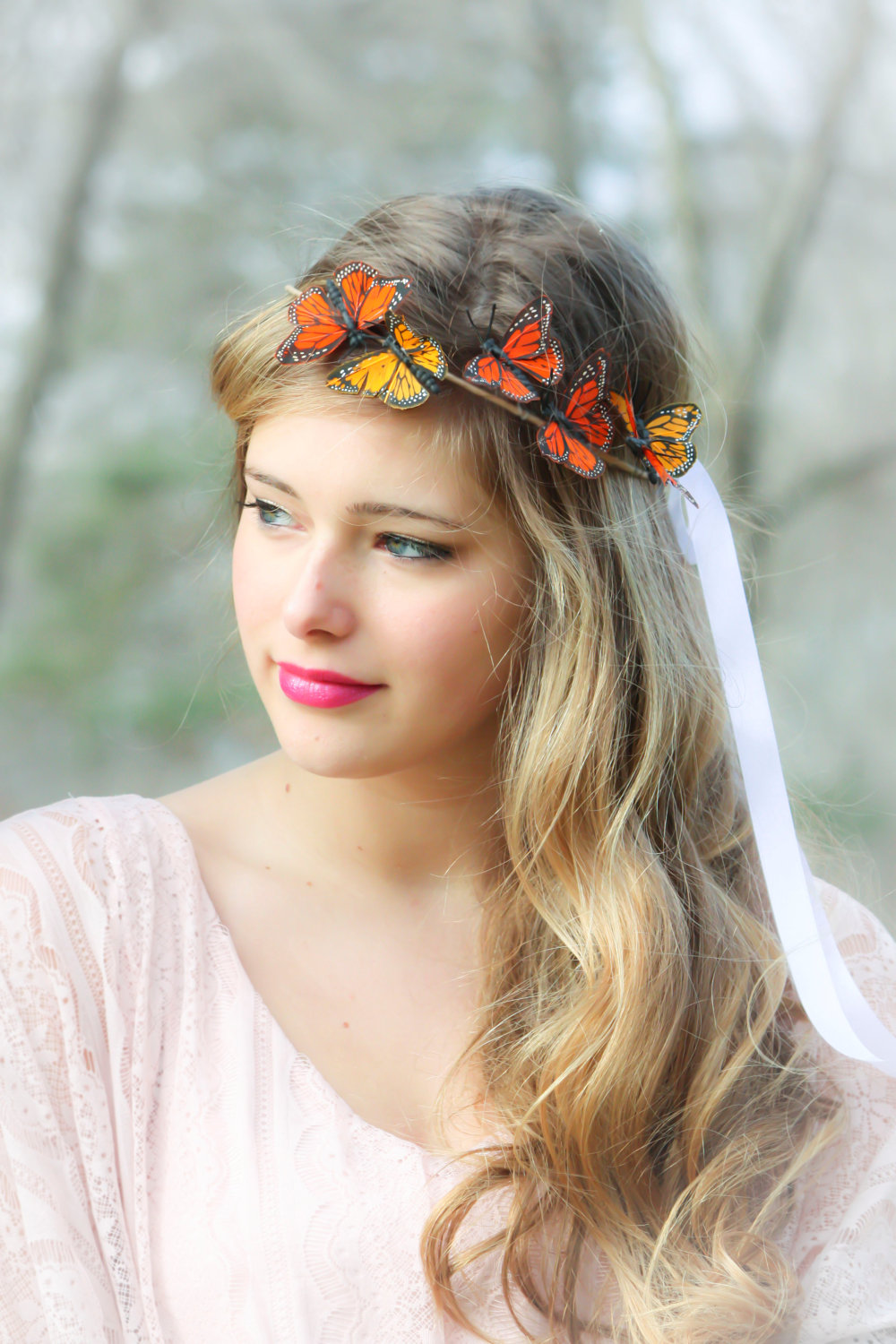Gold And Red Monarch Butterfly Hair Crown, Butterfly Hair Crown on Luulla