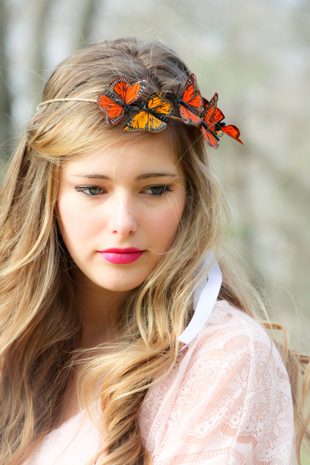Gold And Red Monarch Butterfly Hair Crown, Butterfly Hair Crown on Luulla
