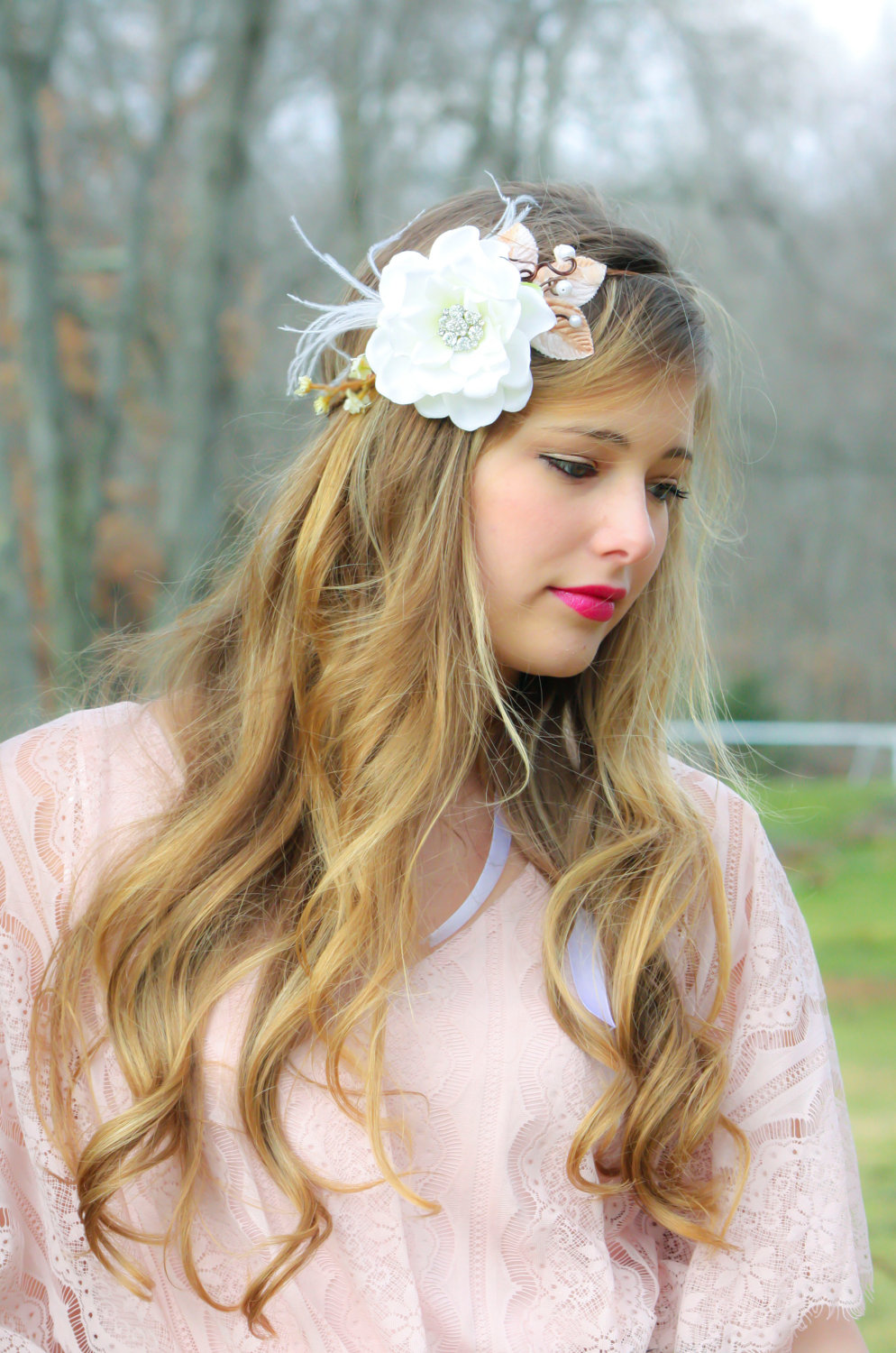 Bridal Flower Hair Crown, Woodland Wedding on Luulla